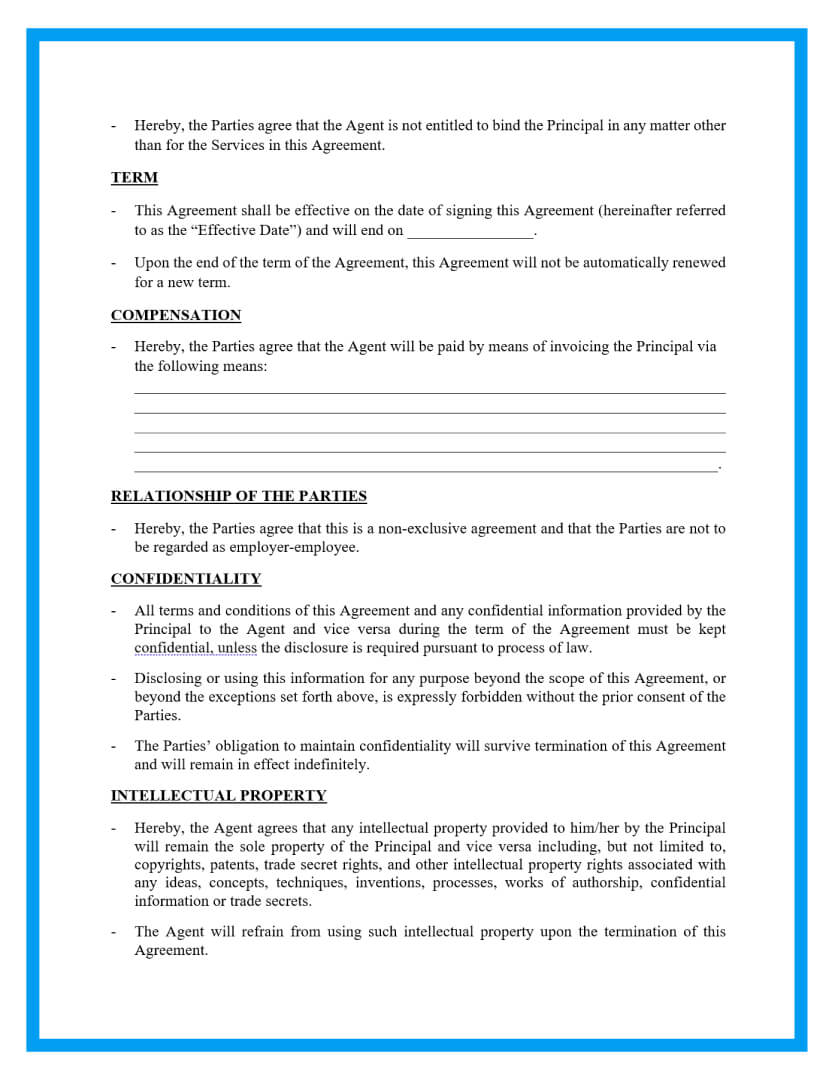 Free Agency Agreement Template For Download