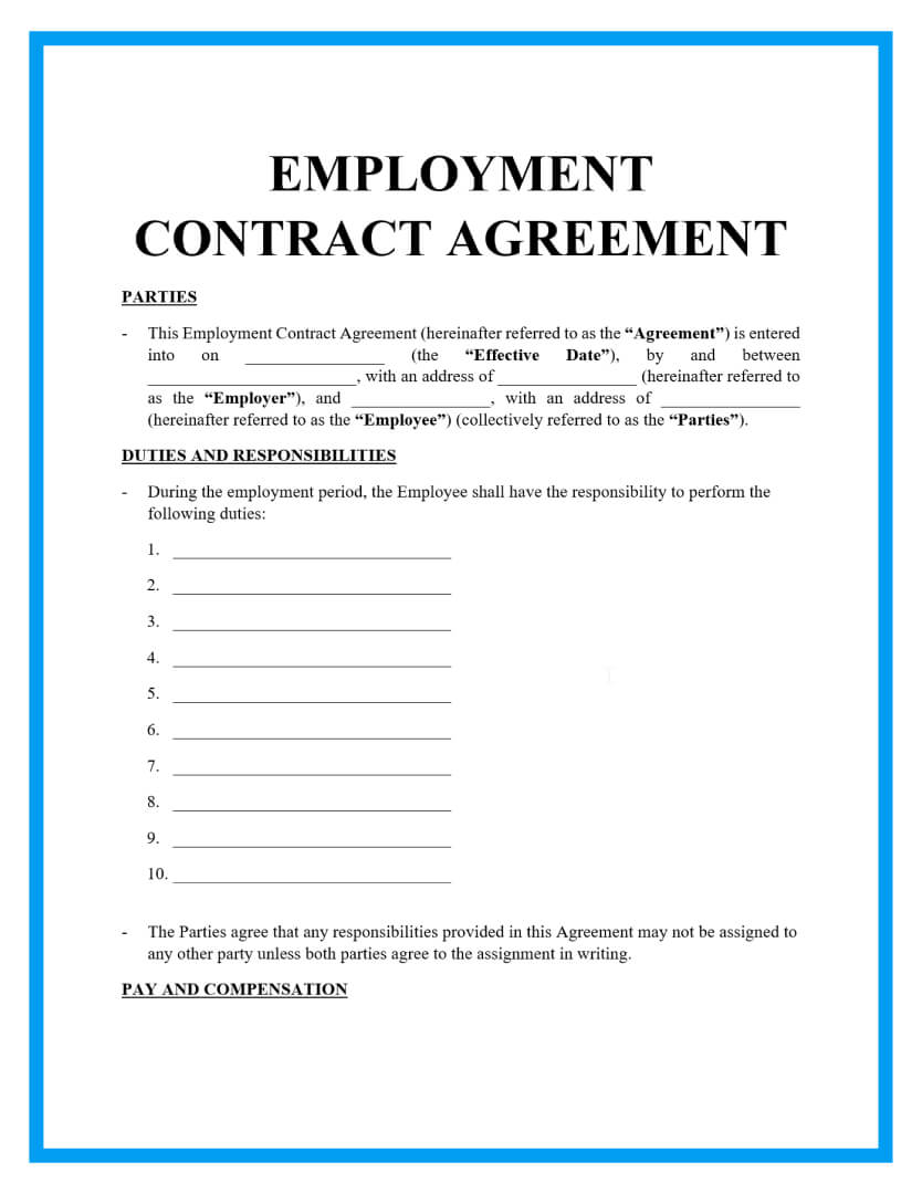 Employment Agreement Template Free Agreement Templates