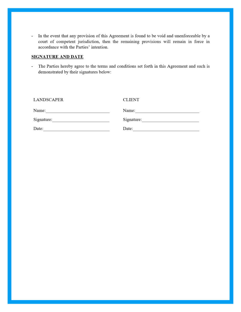 Printable Lawn Care Service Agreement Printable Templates