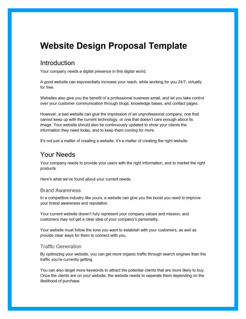 Free Website Design Proposal Template Free Templates Printable