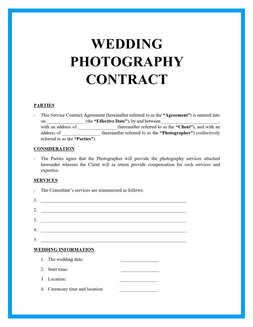 Wedding Videography Contract Template Word