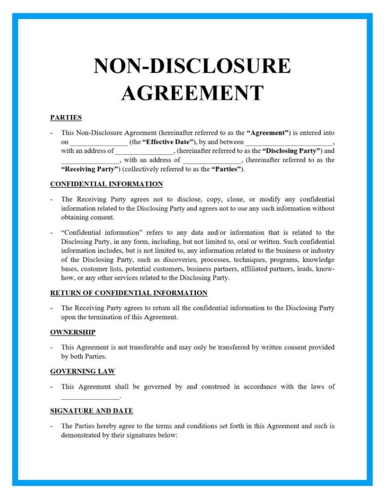 Binding Agreement Template